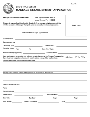 Fillable Online Massage Establishment Permit Fees: Fax Email Print ...