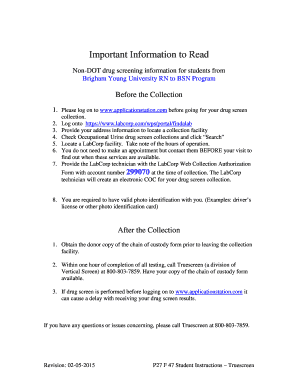 Fillable Online Non-DOT drug screening information for students from ...