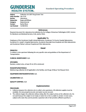 Fillable Online Collection of a DOT Drug Screen Test Fax Email Print ...