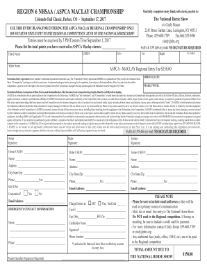 Fillable Online REGION 6 NHSAA / ASPCA MACLAY CHAMPIONSHIP Fax Email ...