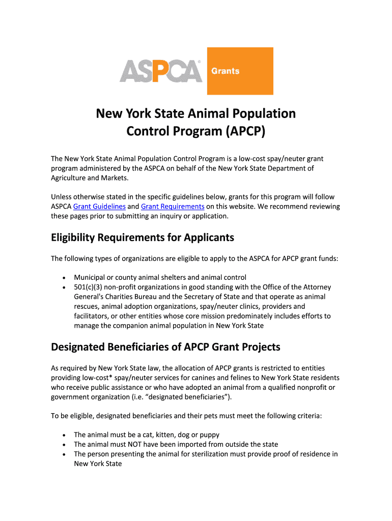 Fillable Online New York State Animal Population Fax Email Print ...