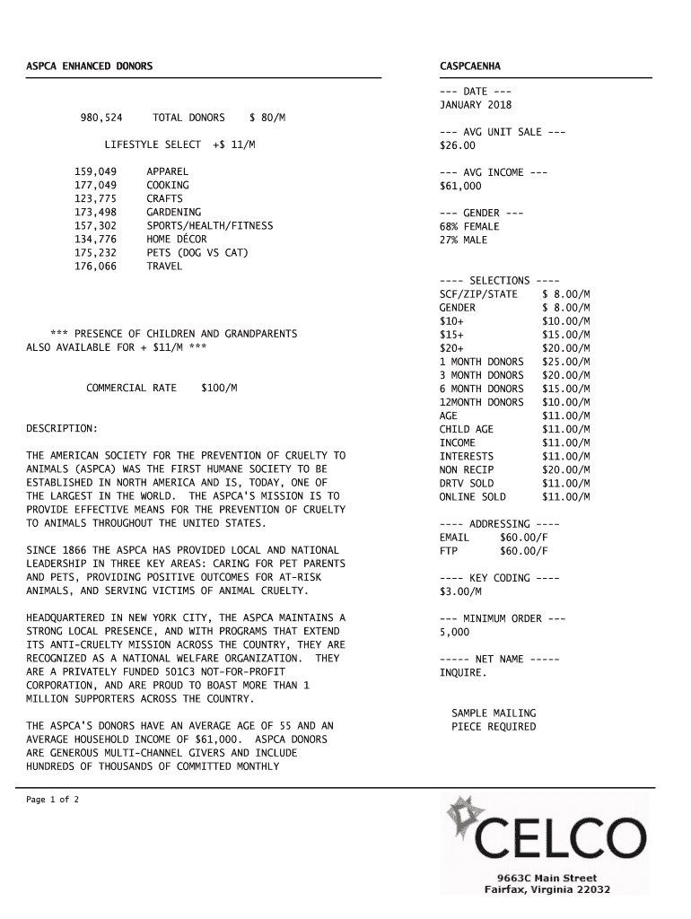 Fillable Online ASPCA ENHANCED DONORS Fax Email Print - pdfFiller