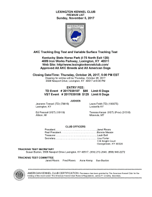 Fillable Online AKC Tracking Dog Test and Variable Surface Tracking ...