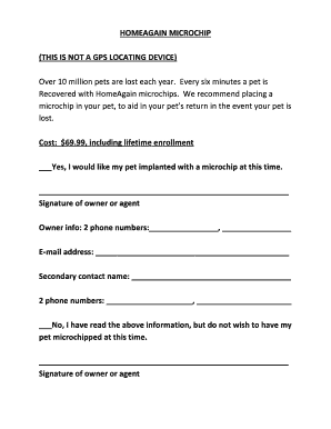 Fillable Online HOMEAGAIN MICROCHIP Fax Email Print - pdfFiller