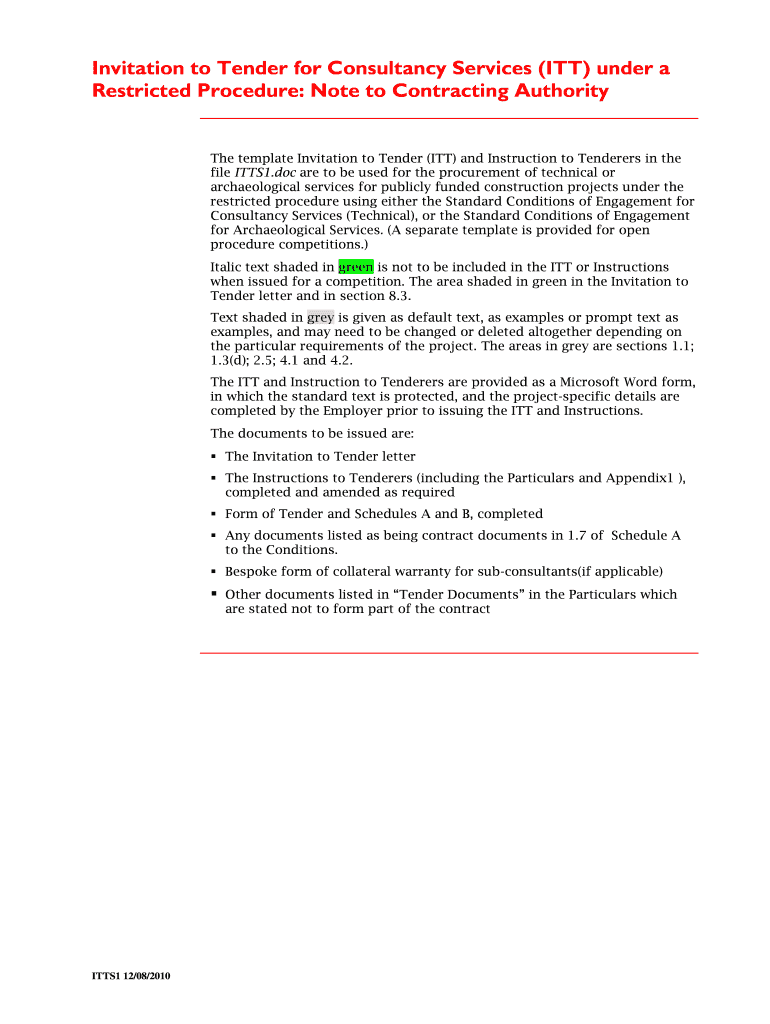Fillable Online Invitation to Tender for Consultancy Services (ITT ...