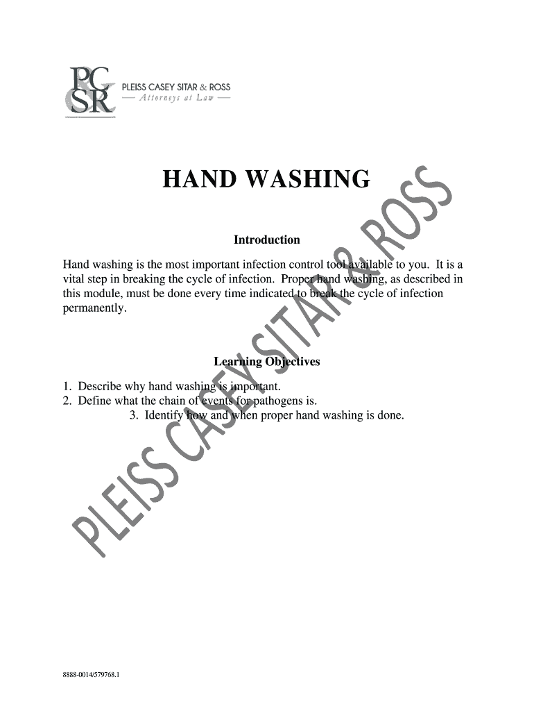 Fillable Online Hand washing is the most important infection control ...