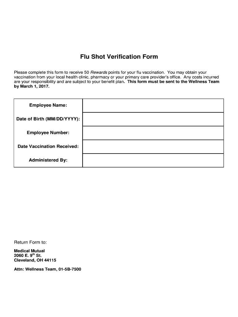 Flu Shot Verification Form: Fill out & sign online | DocHub