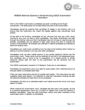 Fillable Online NEBDN National Diploma in Dental Nursing OSCE ...