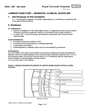 Fillable Online LUMBAR PUNCTURE NEONATAL CLINICAL GUIDELINE Fax Email ...