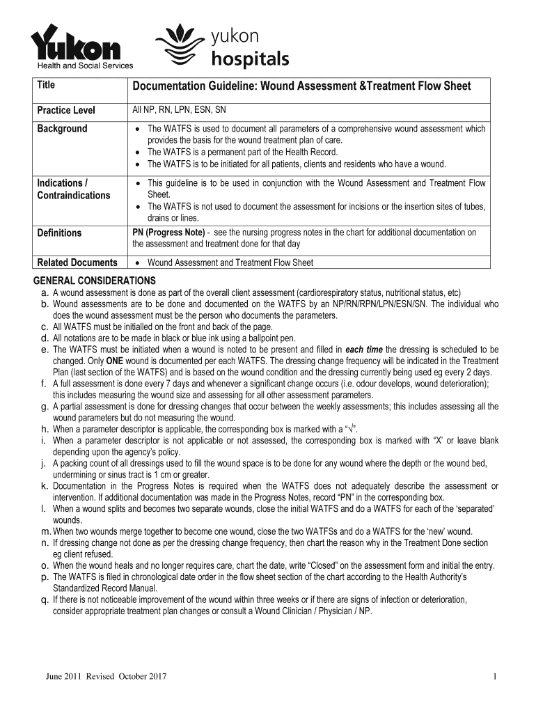 Fillable Online Documentation Guideline: Wound Assessment &Treatment ...