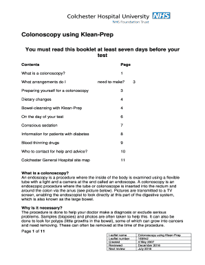 Fillable Online Colonoscopy using Klean-Prep Fax Email Print - pdfFiller