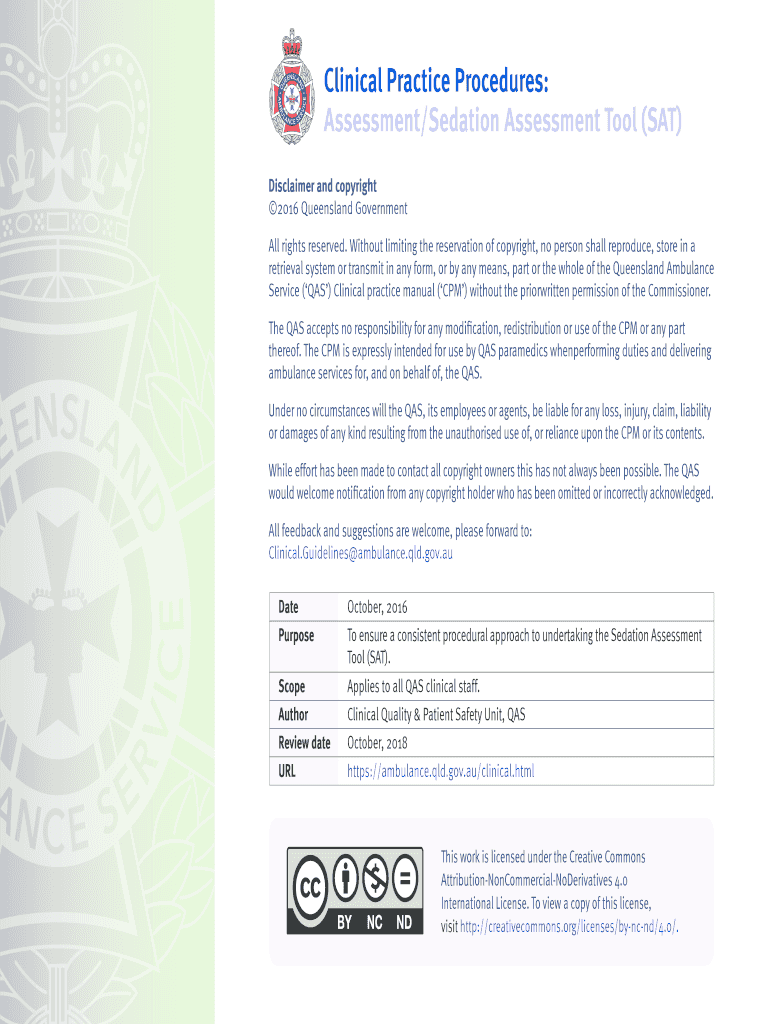 Fillable Online Assessment/Sedation Assessment Tool (SAT) Fax Email ...