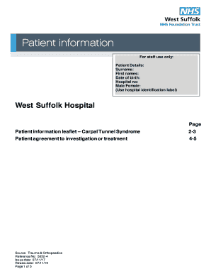 Fillable Online Patient information leaflet Carpal Tunnel Syndrome Fax ...