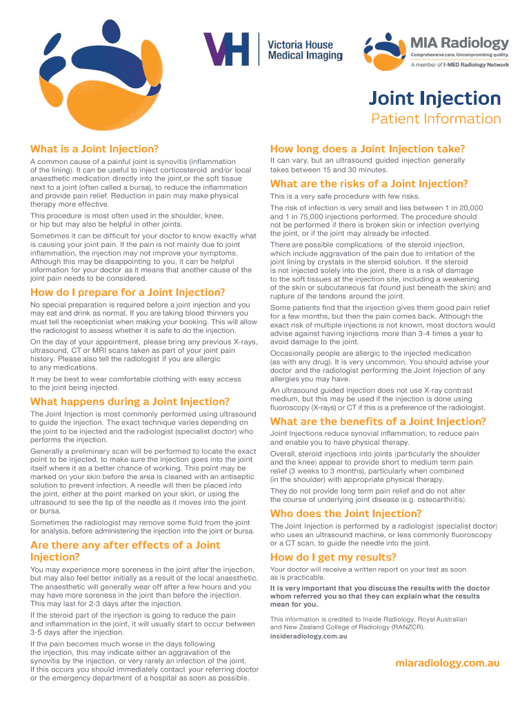 Fillable Online What is a Joint Injection Fax Email Print - pdfFiller