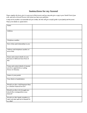Fillable Online Instructions for my funeral Fax Email Print - pdfFiller