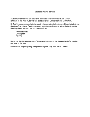 Fillable Online Catholic Prayer Service Fax Email Print - pdfFiller