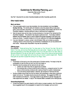 Fillable Online Guidelines for Worship Planning, part 2 Fax Email Print ...