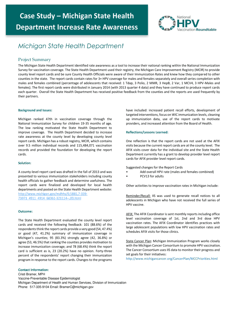 Fillable Online Case Study Michigan State Health Fax Email Print ...