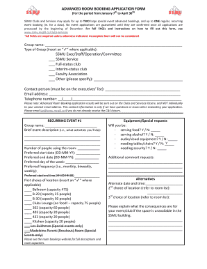 Fillable Online ADVANCED ROOM BOOKING APPLICATION FORM Fax Email Print ...