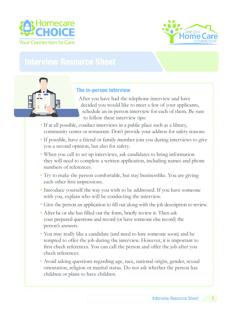 Fillable Online Interview Resource Sheet Fax Email Print - pdfFiller