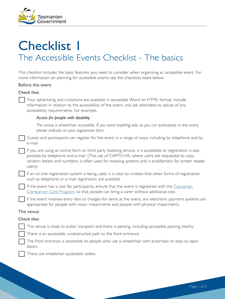 Fillable Online The Accessible Events Checklist - The basics Fax Email ...