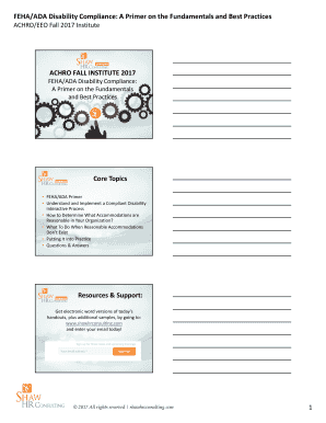 Fillable Online FEHA/ADA Disability Compliance: A Primer on the ...