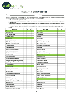 Fillable Online Surgical Tech Skills Checklist Fax Email Print - pdfFiller