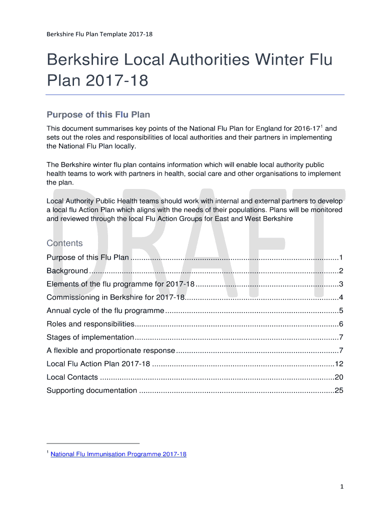 Fillable Online Berkshire Flu Plan Template 2017-18 Fax Email Print ...