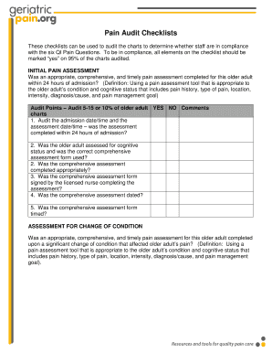 Fillable Online Pain Audit Checklists Fax Email Print - pdfFiller