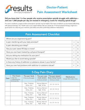 Fillable Online Pain Assessment Worksheet Fax Email Print - pdfFiller