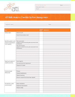 Ati Skills Checklist - Fill Online, Printable, Fillable, Blank | pdfFiller