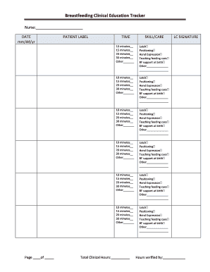 Fillable Online Breastfeeding Clinical Education Tracker Fax Email ...
