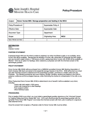 Fillable Online Donor Human Milk: Storage preparation and feeding in ...