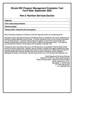 Fillable Online Illinois WIC Program Management Evaluation Tool Fax ...