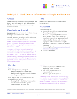 Fillable Online 1 Birth Control Information Simple and Accurate Fax ...