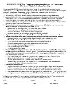 Fillable Online INFORMED CHOICE for Contraception Containing Estrogen ...