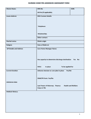 Fillable Online NURSING HOME PRE-ADMISSION ASSESSMENT FORM Fax Email ...