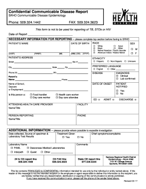Fillable Online Confidential Communicable Disease Report Fax Email Print - pdfFiller
