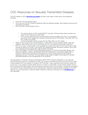 Fillable Online CDC Resources on Sexually Transmitted Diseases Fax Email Print - pdfFiller