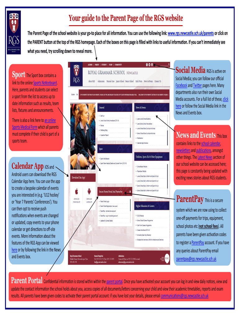 Fillable Online Your guide to the Parent Page of the RGS website Fax ...