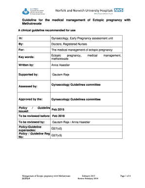 Fillable Online Guideline for the medical management of Ectopic ...