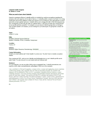 Fillable Online LinkedIn Profile Template Fax Email Print - pdfFiller