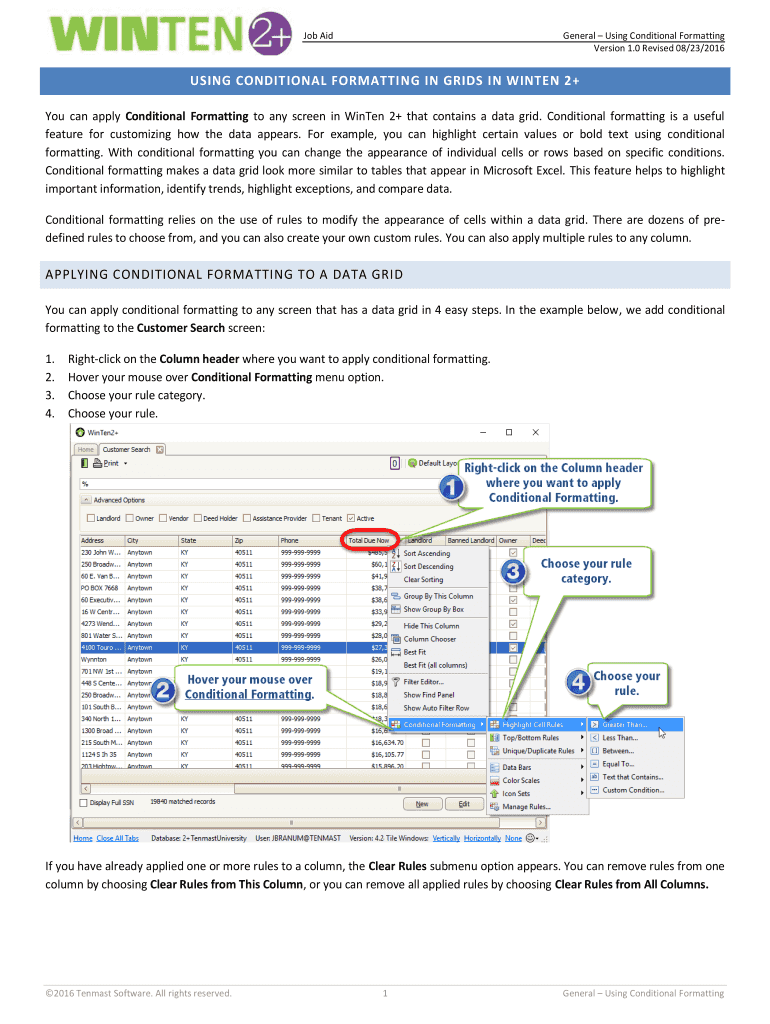 Fillable Online General Using Conditional Formatting Fax Email Print ...