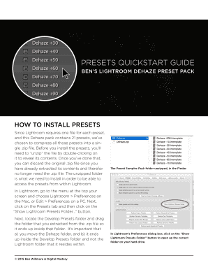 Fillable Online PRESETS QUICKSTART GUIDE Fax Email Print - pdfFiller