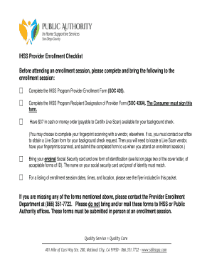 Fillable Online IHSS Provider Enrollment Checklist Fax Email Print ...
