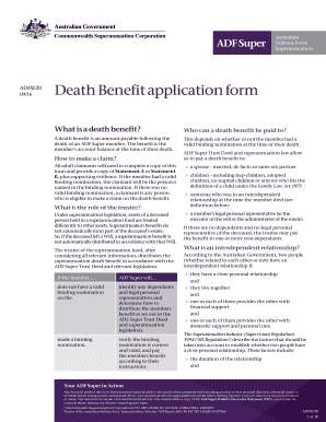 Fillable Online Death Benefit application form Fax Email Print - pdfFiller