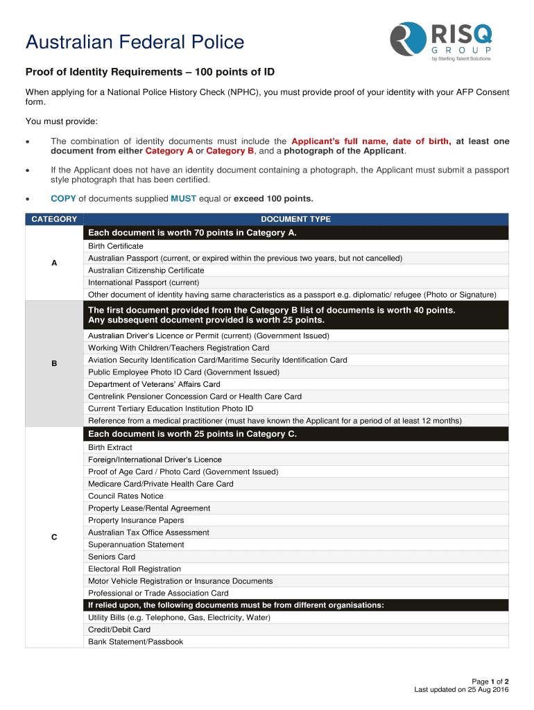 Fillable Online Proof of Identity Requirements 100 points of ID Fax ...