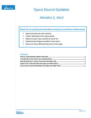 Fillable Online Sysco Source Updates Fax Email Print - pdfFiller