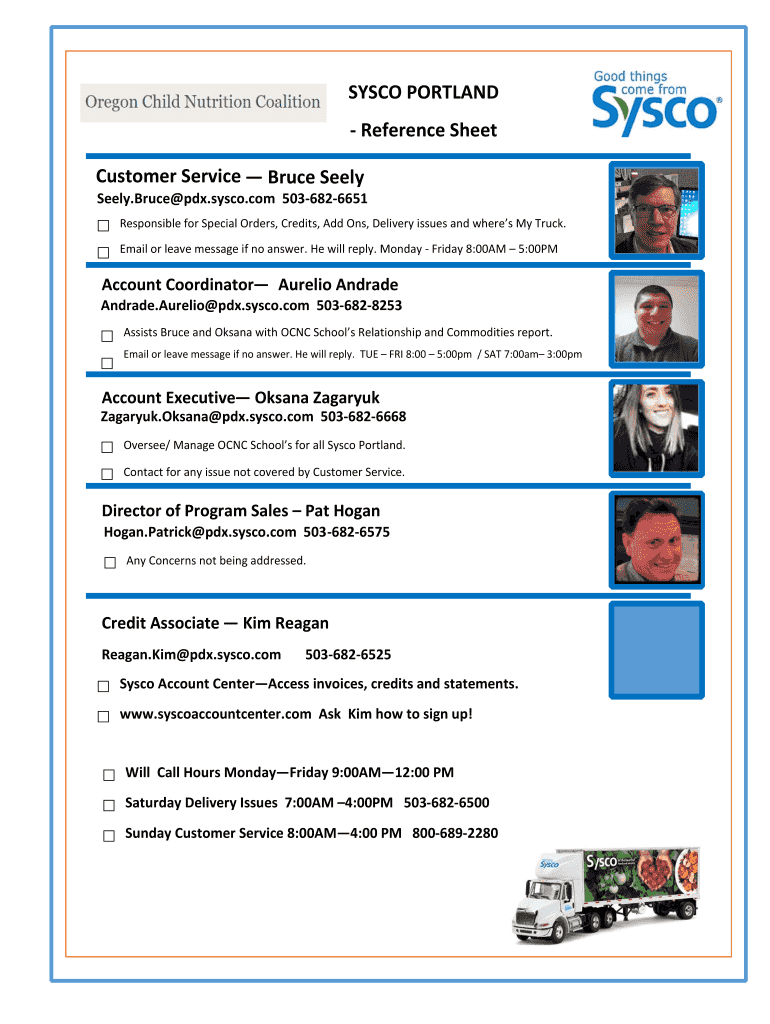 Fillable Online SYSCO PORTLAND Fax Email Print - pdfFiller