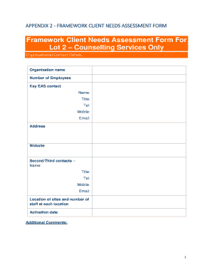Fillable Online APPENDIX 2 - FRAMEWORK CLIENT NEEDS ASSESSMENT FORM Fax ...
